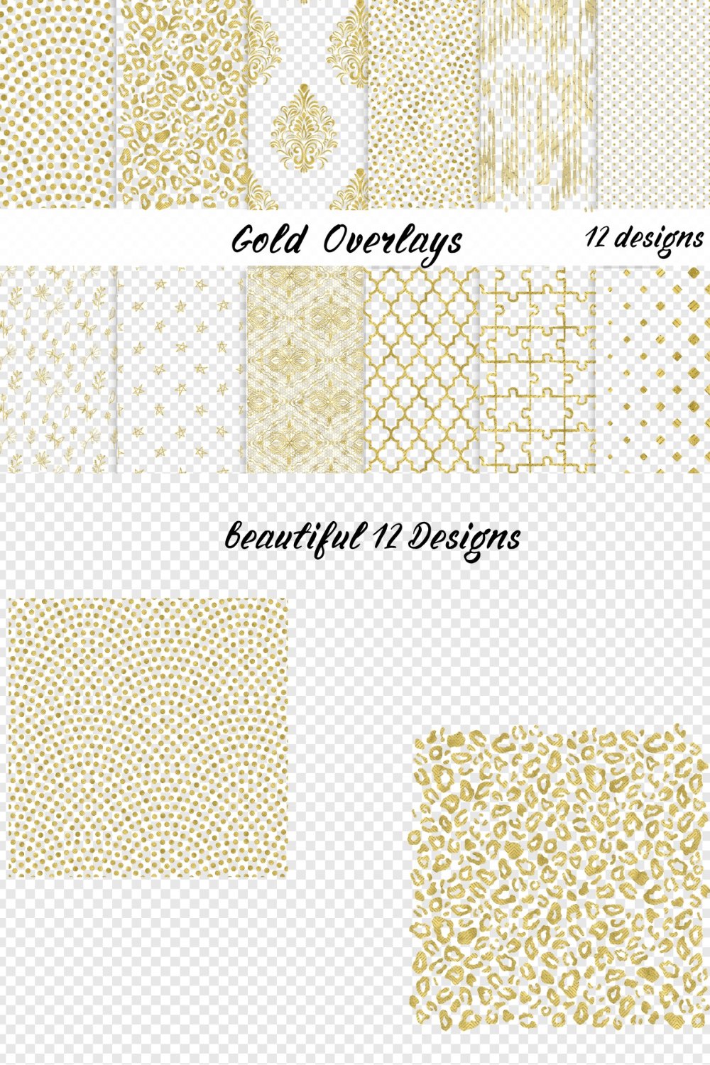 Gold Glitter Overlays, Dotted Overlays