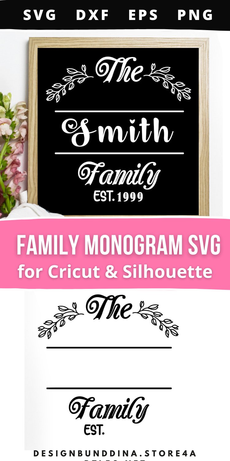Family Monogram SVG with Decorative leaves SVG