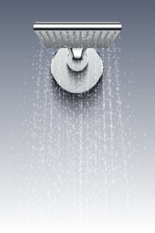 Shower head with water drops realistic vector illustration