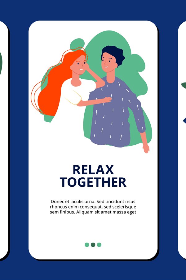 Relax banners. Happy people relaxing meditation pamper thems