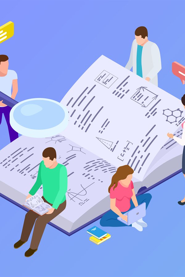 Collective education, group research isometric vector illust