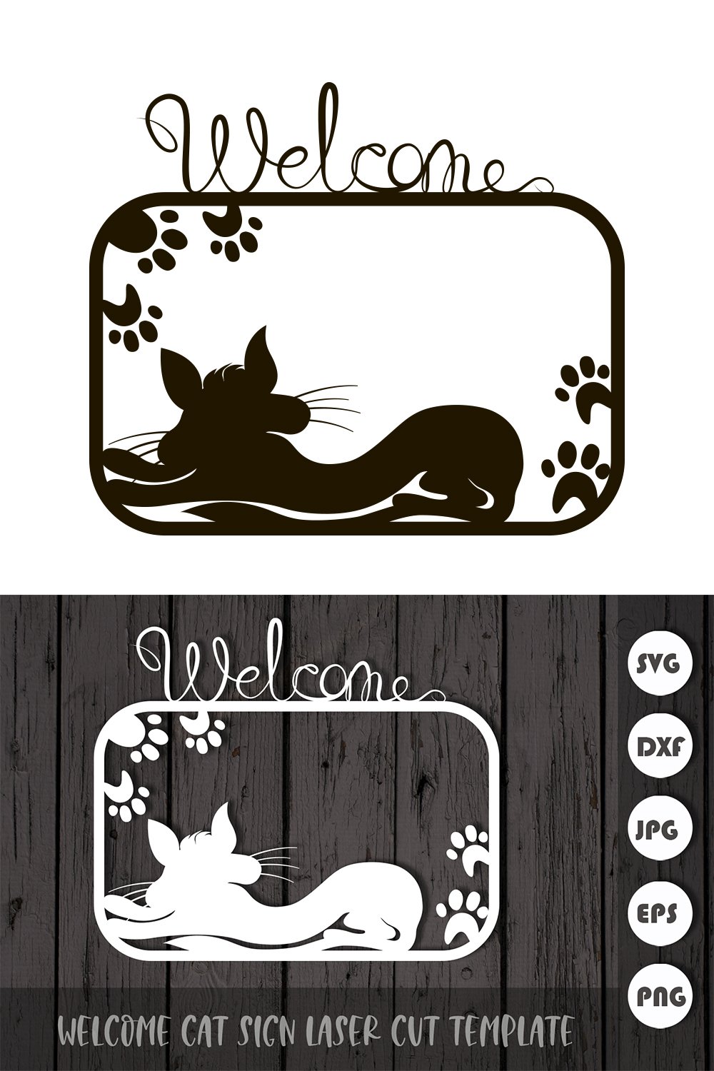 Welcome Cat SVG/ Sign SVG/ Laser Cut File/ SVG
