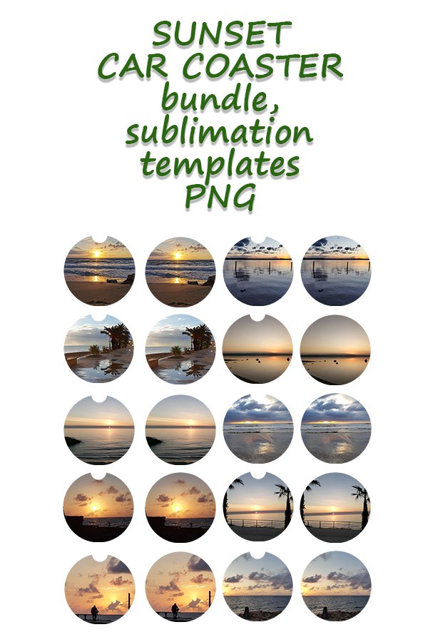 Car Coaster Sunset Sublimation Template Bundle