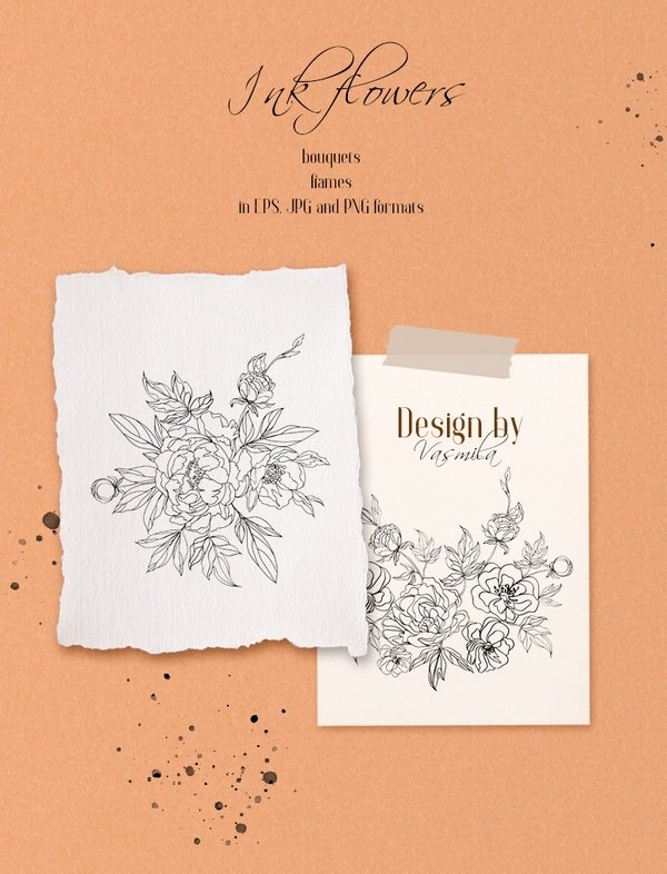 Ink flowers - bouquets and frames