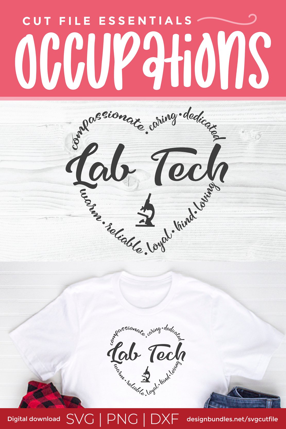 Lab tech svg with heart and microscope