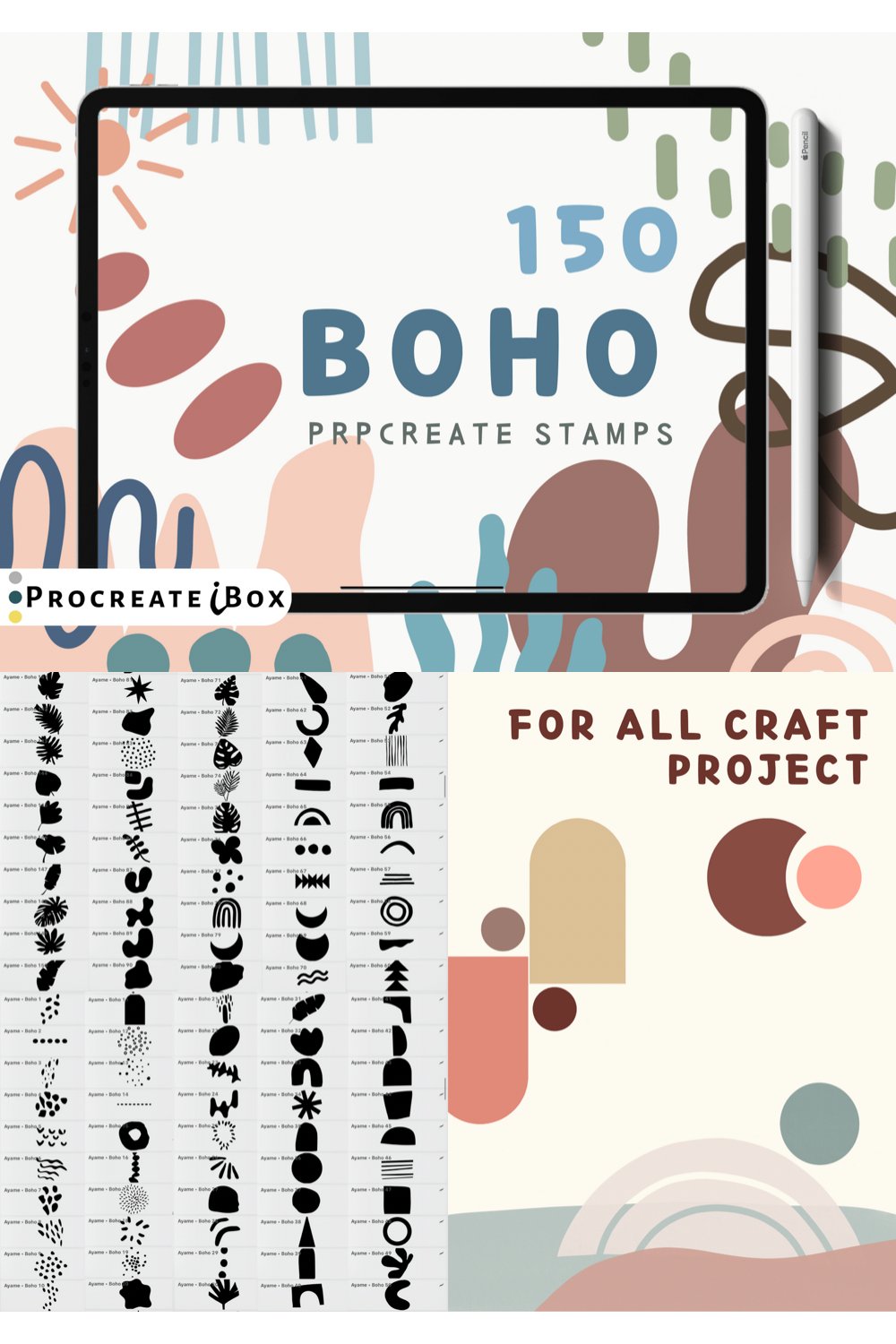 Procreate boho stamps | simple shape boho stamps