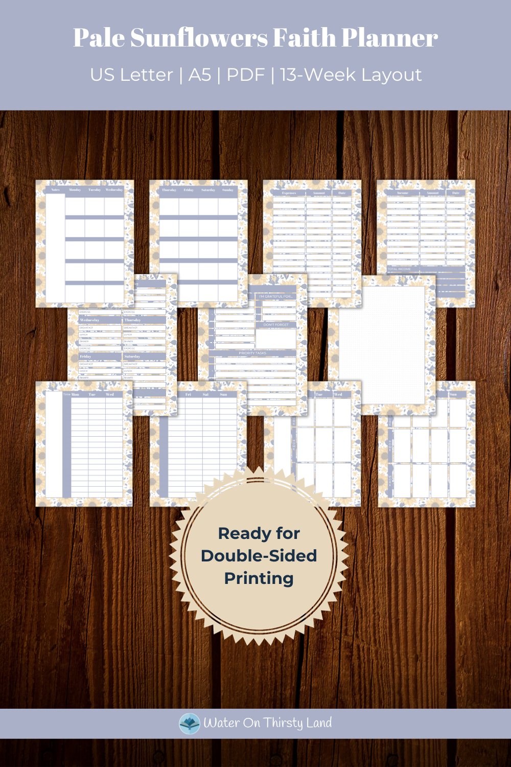 Pale Sunflower Faith Planner Printable
