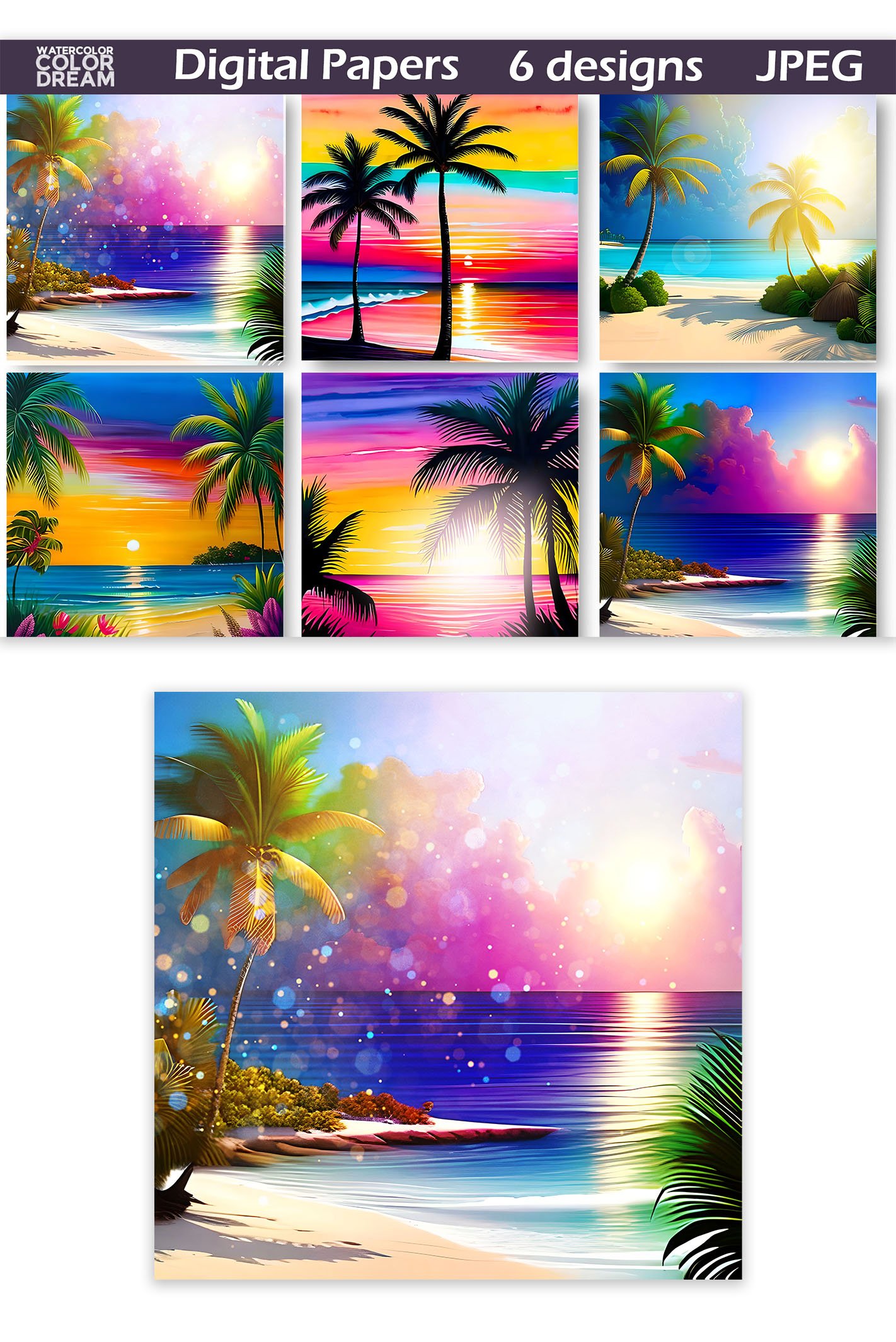 Beach Digital Paper | Beach Sunset digital paper