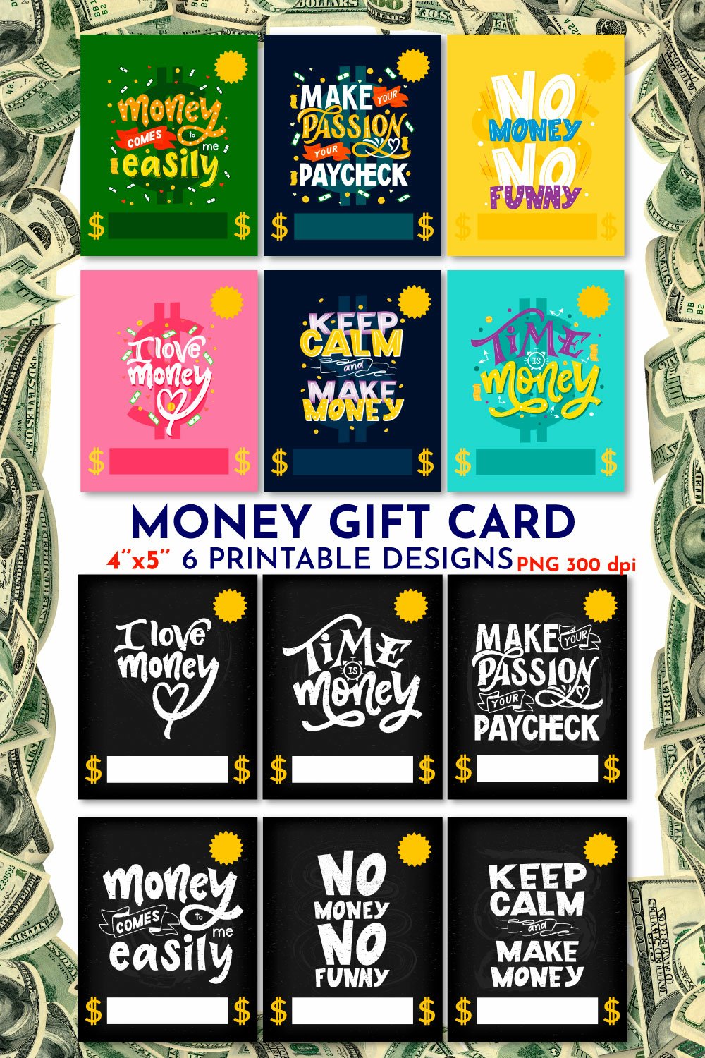 Money card png designs. Money quotes. Money holder printable