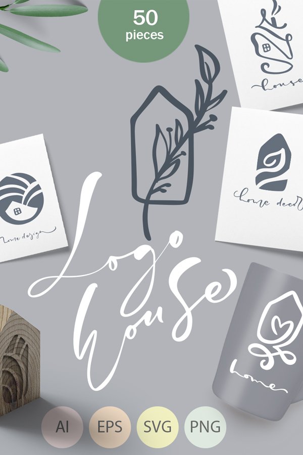 Hand drawn Logo House Vector elements SVG