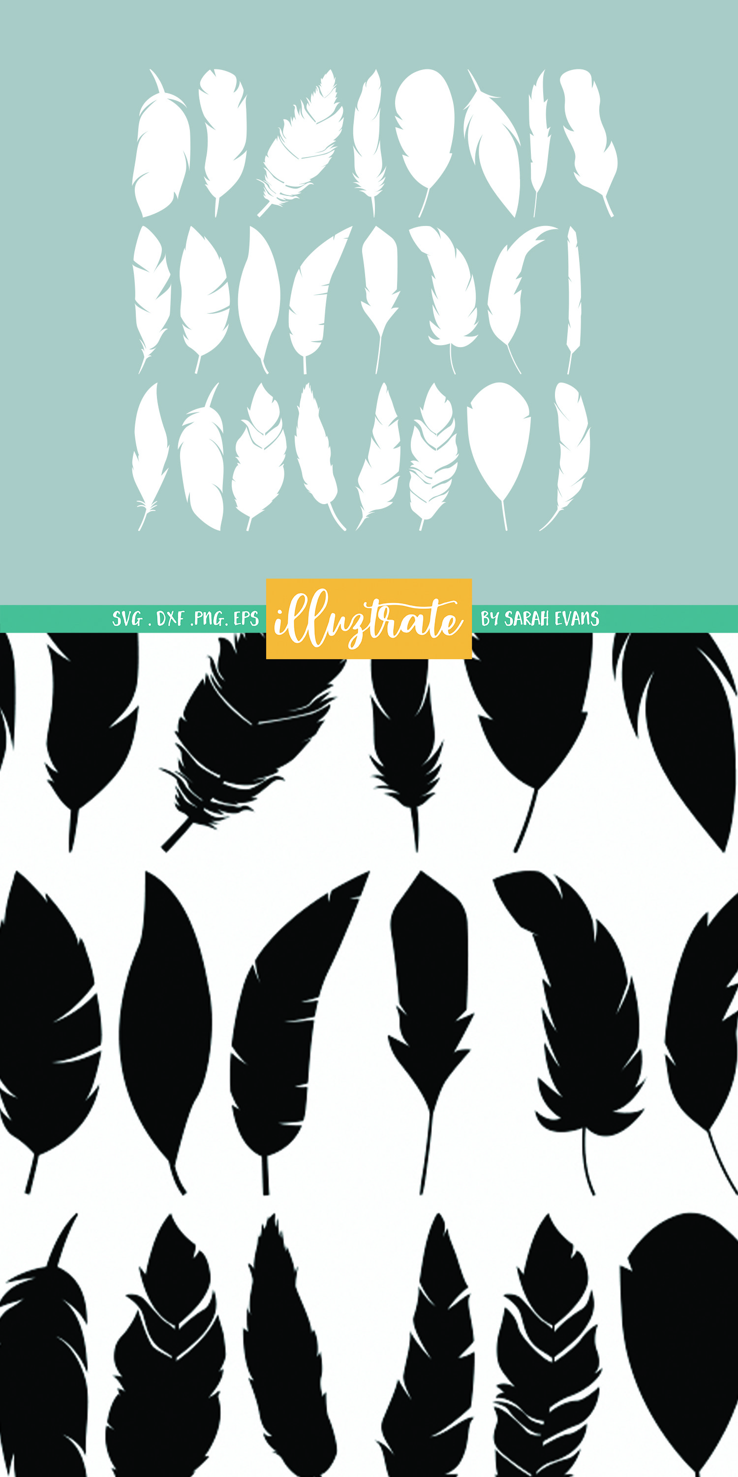 Feathers SVG Cut File - Clipart, DXF, PNG