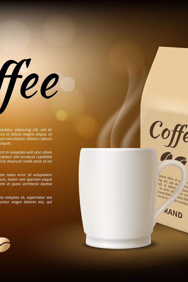 Coffee advertising. Poster design template with illustration