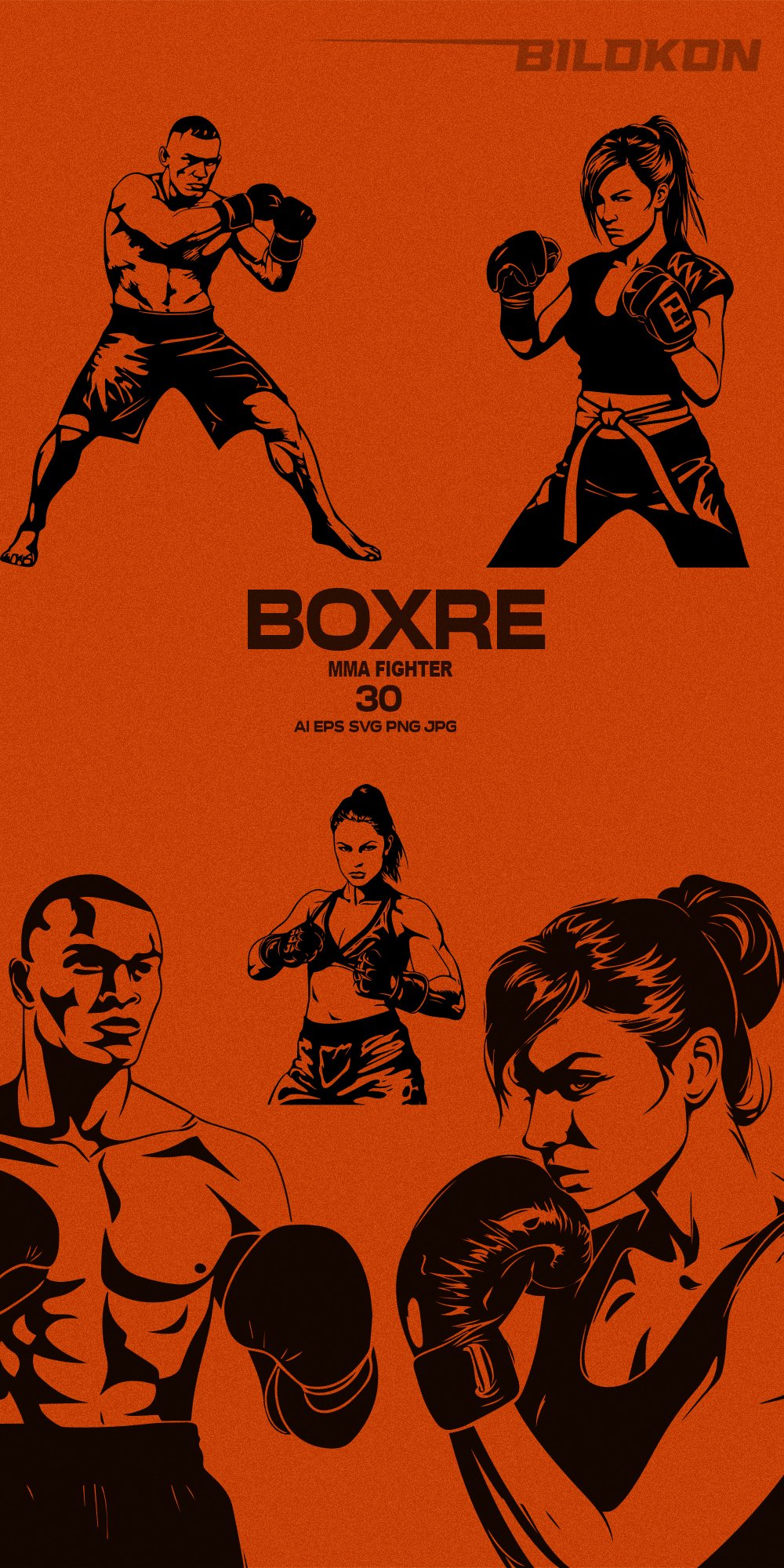 Boxer MMA Fighter, Sport Box, Vector Pack, SVG Bundle