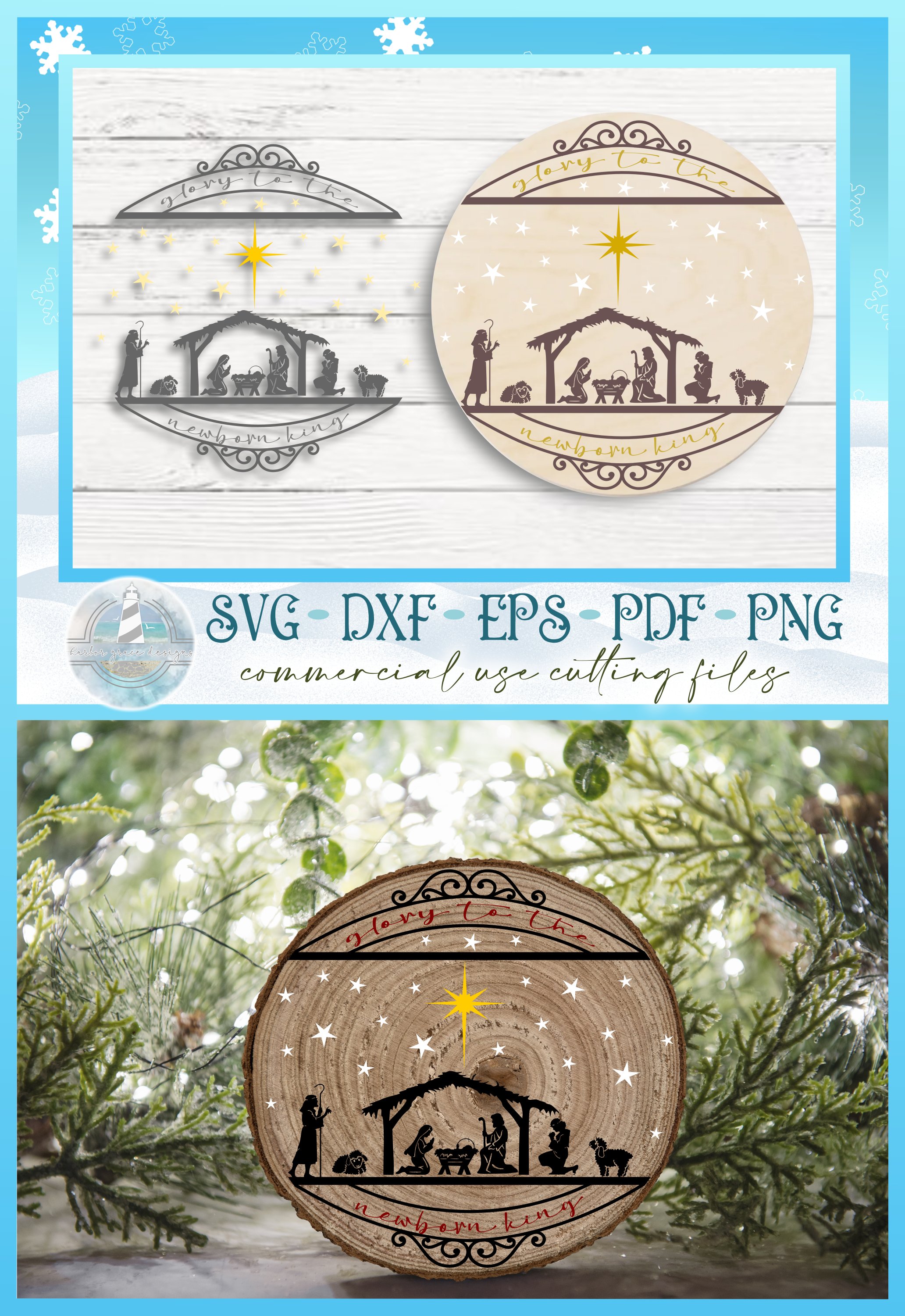 Christmas Nativity Round Sign | Nativity SVG, Round Nativity