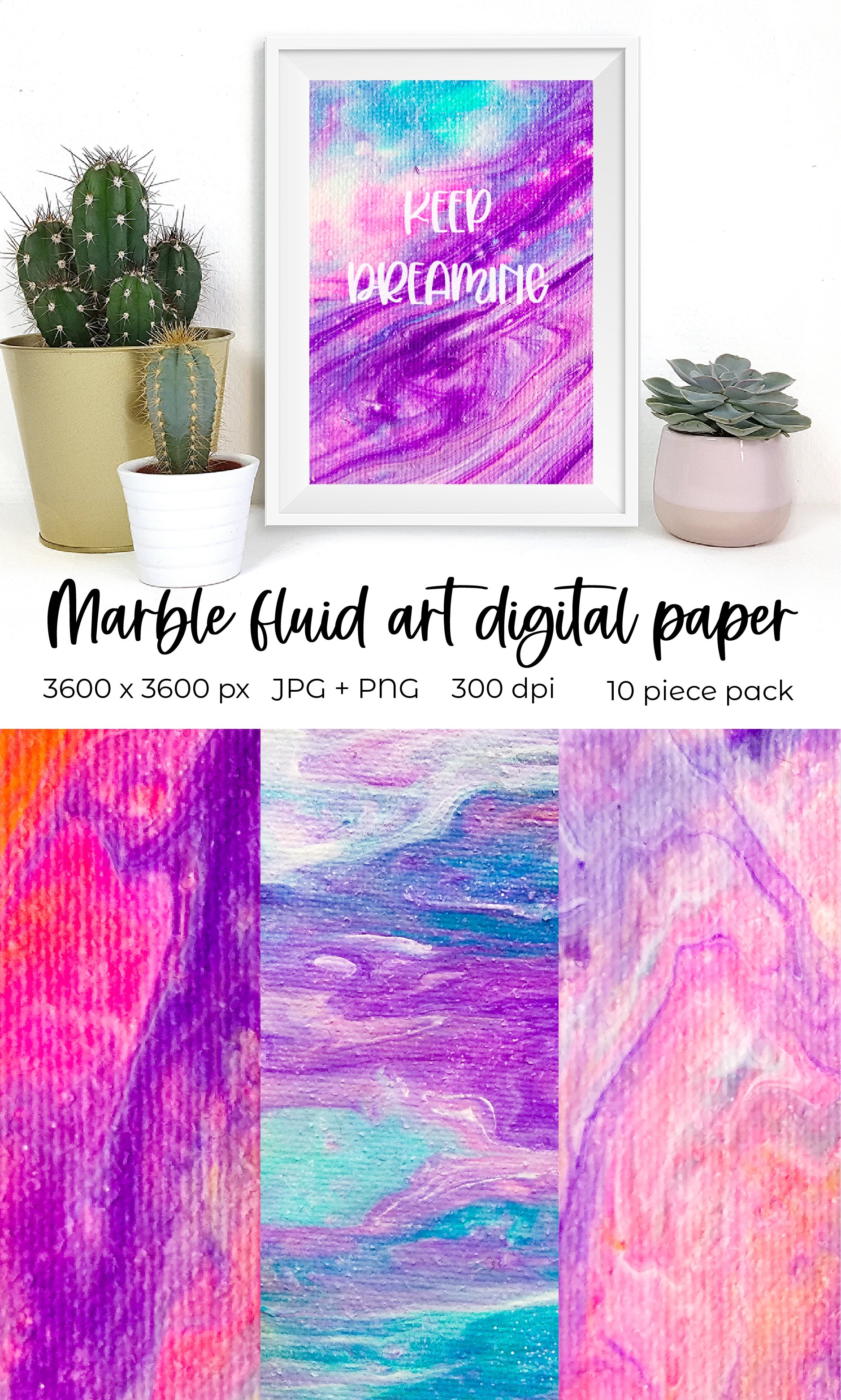Marble digital paper pack. Purple digital scrapbook paper