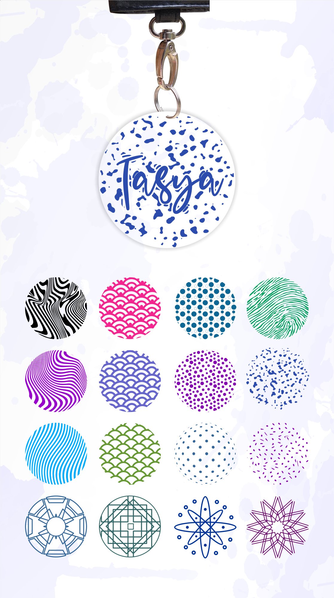Keychain Svg Bundle, Keychain Round Patterns frames Svg