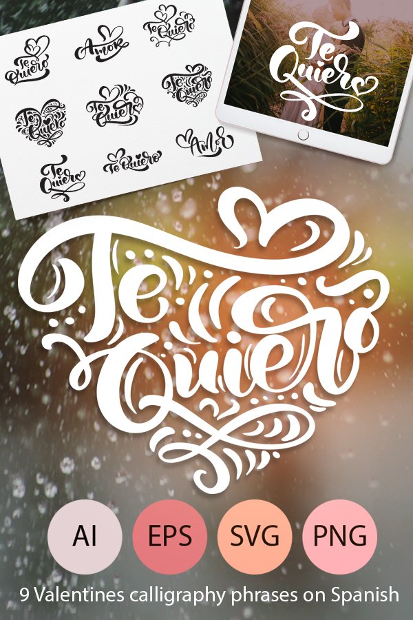 Te Quiero And Amor Vector Valentine Quotes