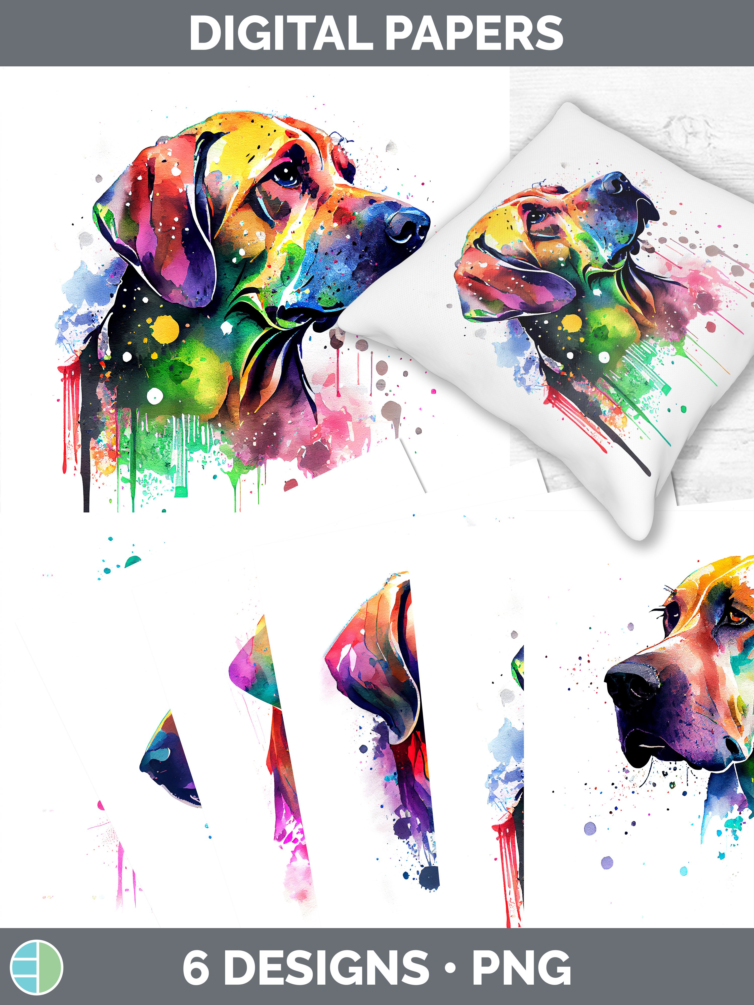 Rainbow Rhodesian Ridgeback Dog Paper Backgrounds | Digital