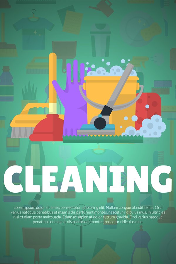 Vector cleaning flat icons background with place (828974)