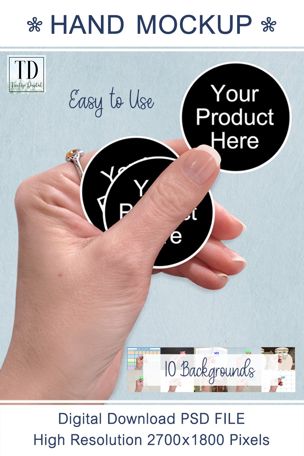 Hand Mockup for Stickers, Buttons, Tags, Label (1136668)