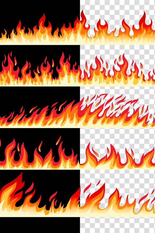 Horizontal seamless fire borders