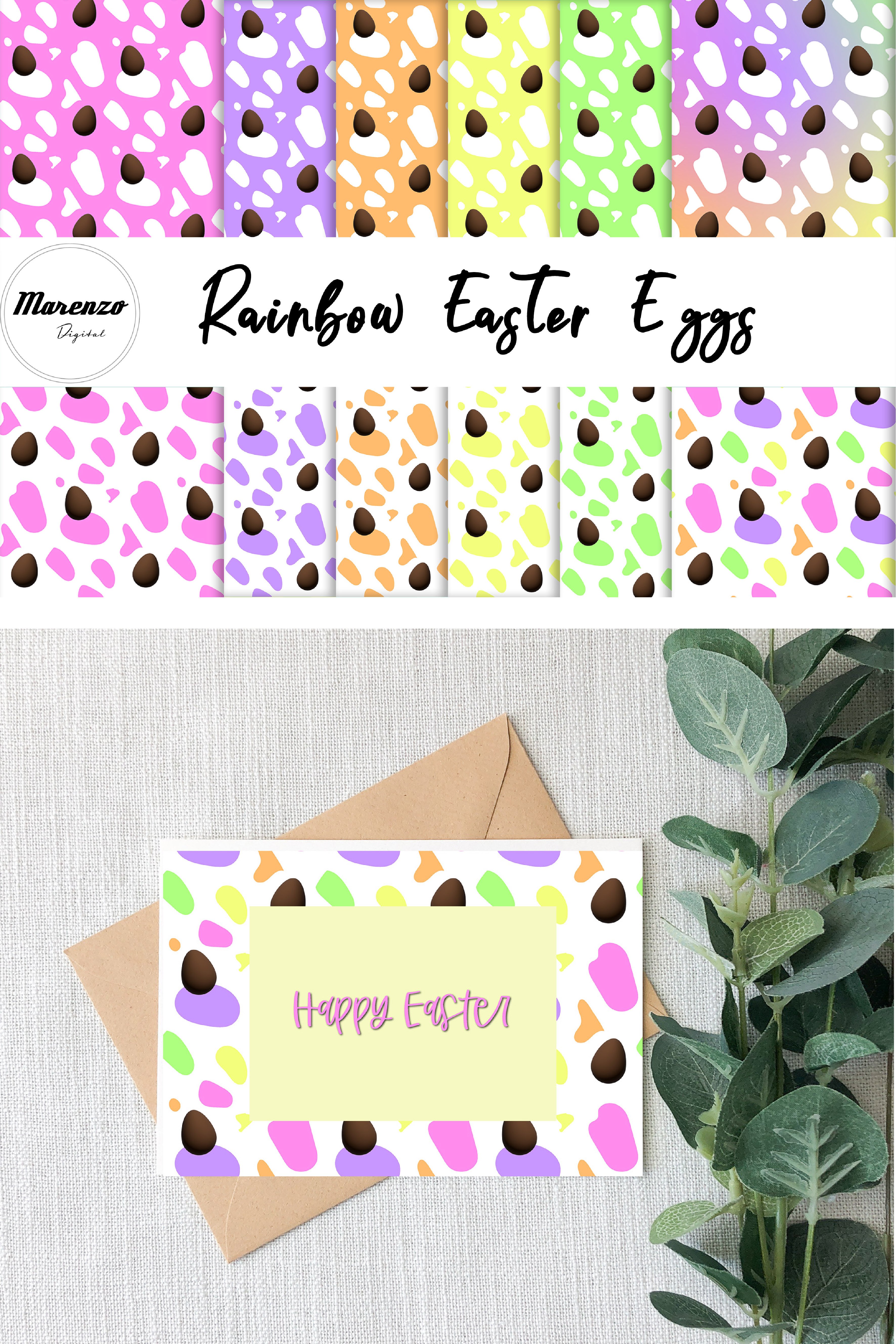 Rainbow Easter Egg Patterns - 12 Digital Papers