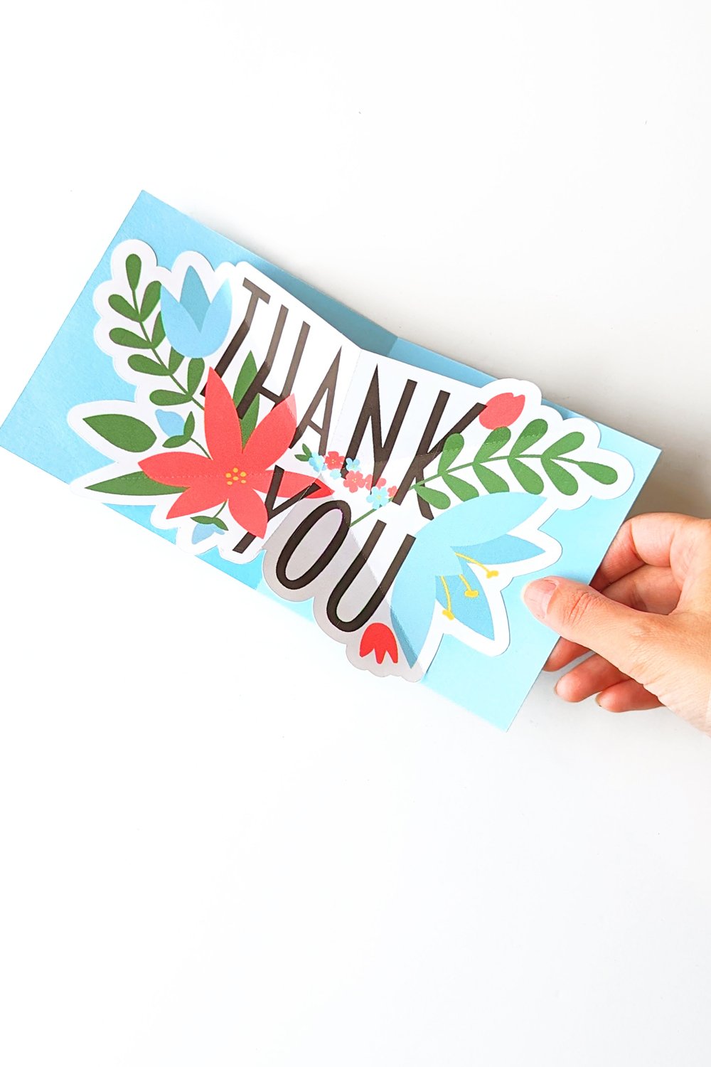 Floral Thank You Pop Up Card Print and Cut SVG File