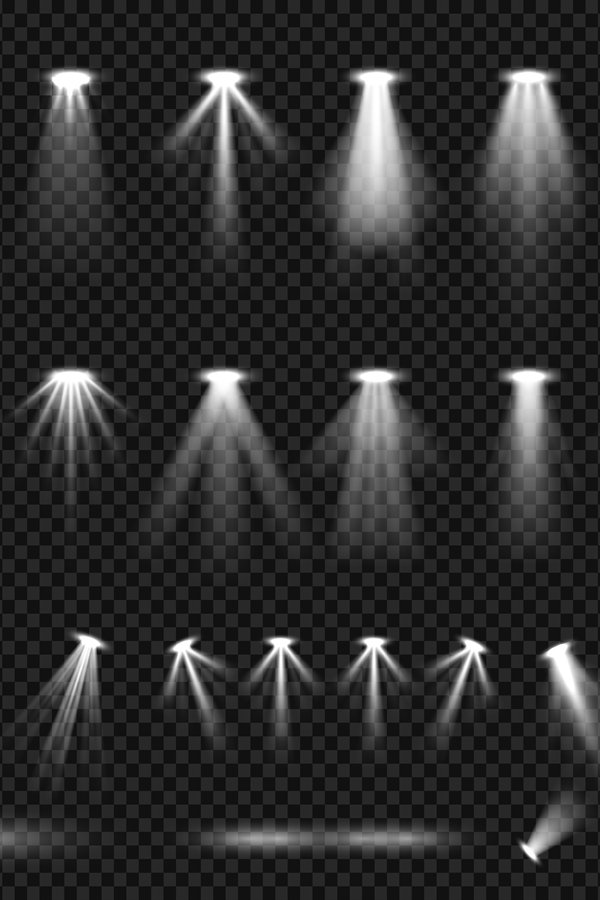 Spot lighting isolated on transparent background vector coll