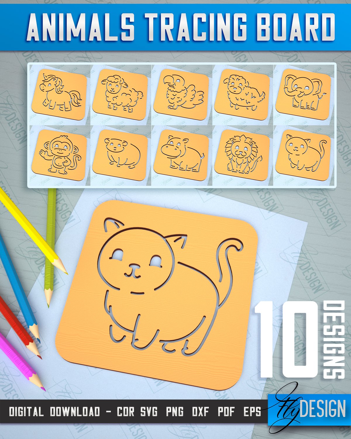 Animals Tracing Board | Montessori Tracing Board Laser Cut