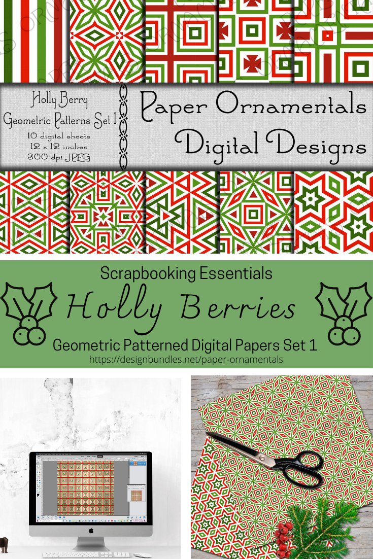 Christmas Digital Paper, Christmas Colors (1044093)