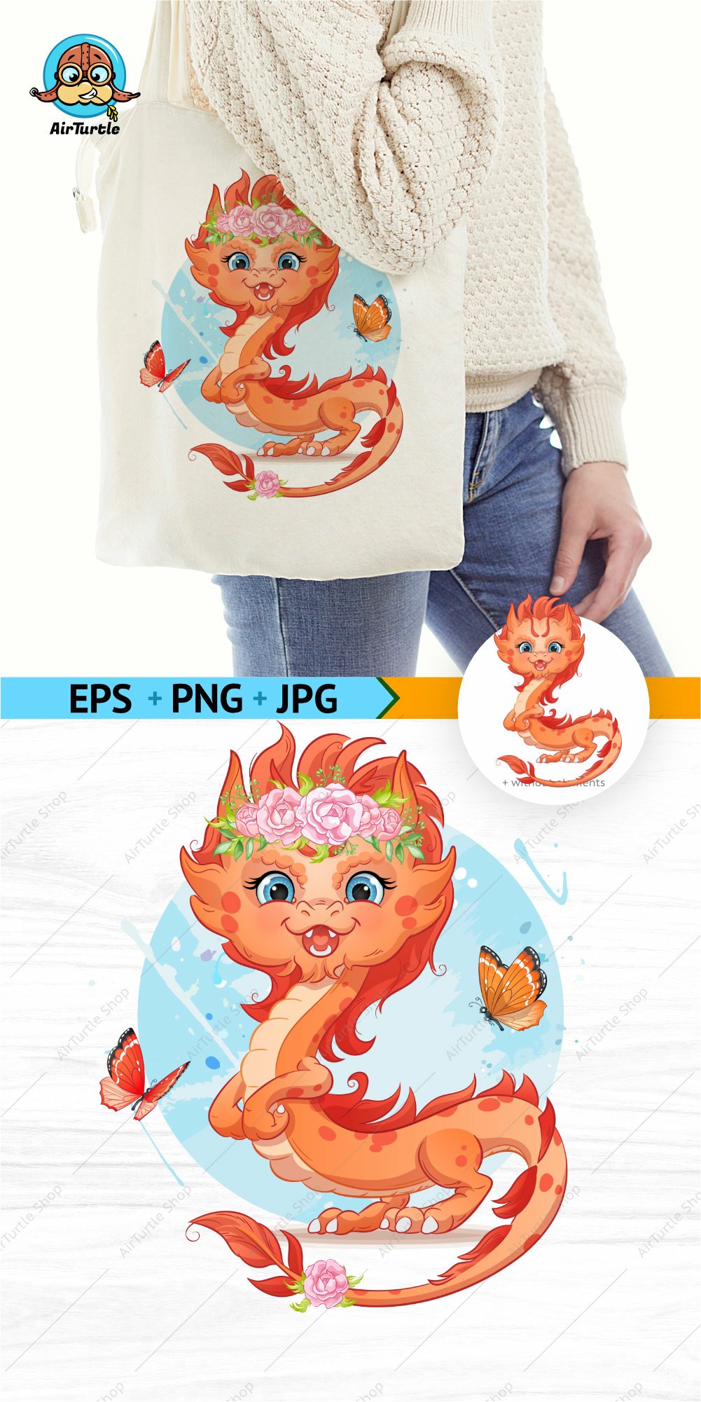 Cute Chinese Dragon Clipart | Baby Animals PNG