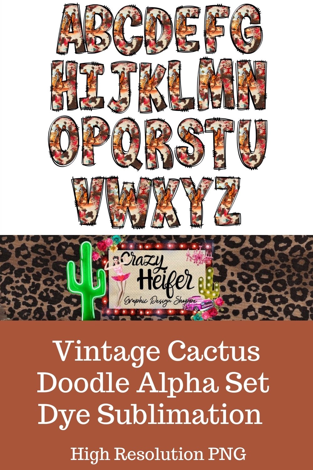 Vintage cowboy Alphabet Set | A to Z alpha png Alpha Set
