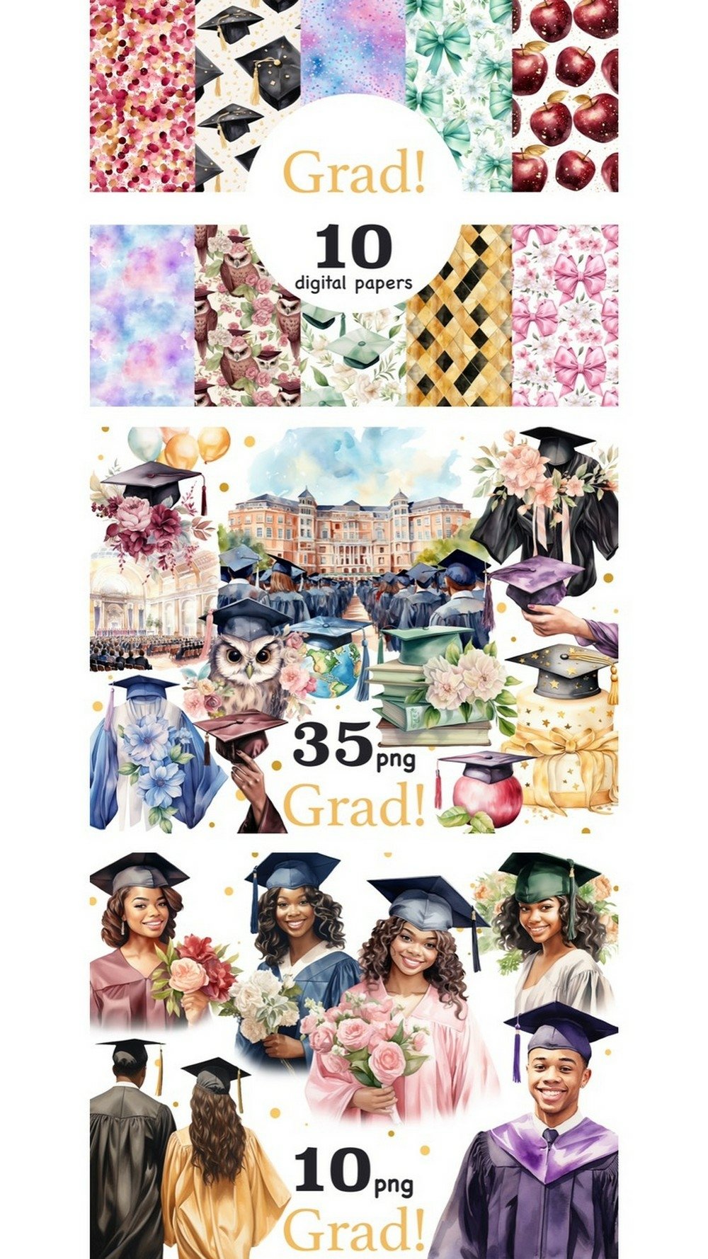 Graduation Black Girl Clipart | Graduate Clipart PNG