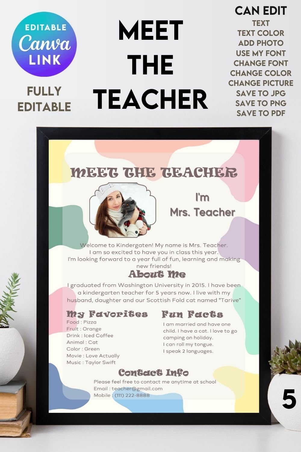 Meet the Teacher#5 - Canva Template
