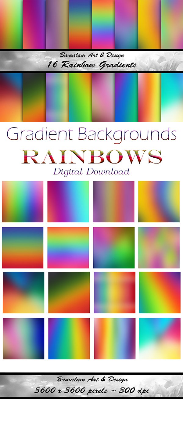 16 Colourful Rainbow Gradient Backgrounds