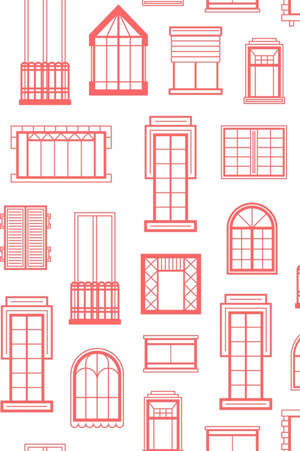 Vector window flat icons monochrome background pattern illus