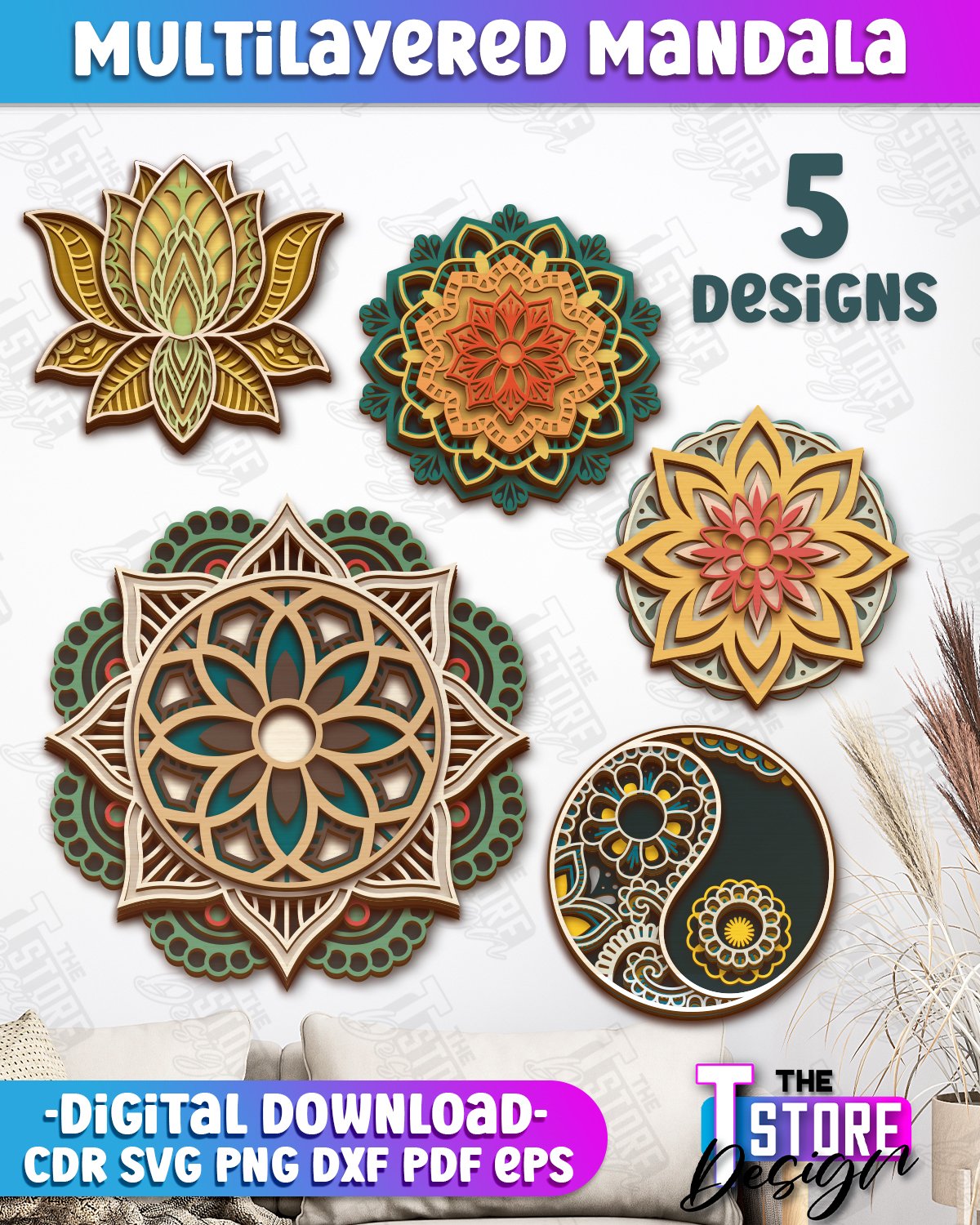 Multilayered Mandala Laser Cut Bundle|Lotus Layered Mandalas