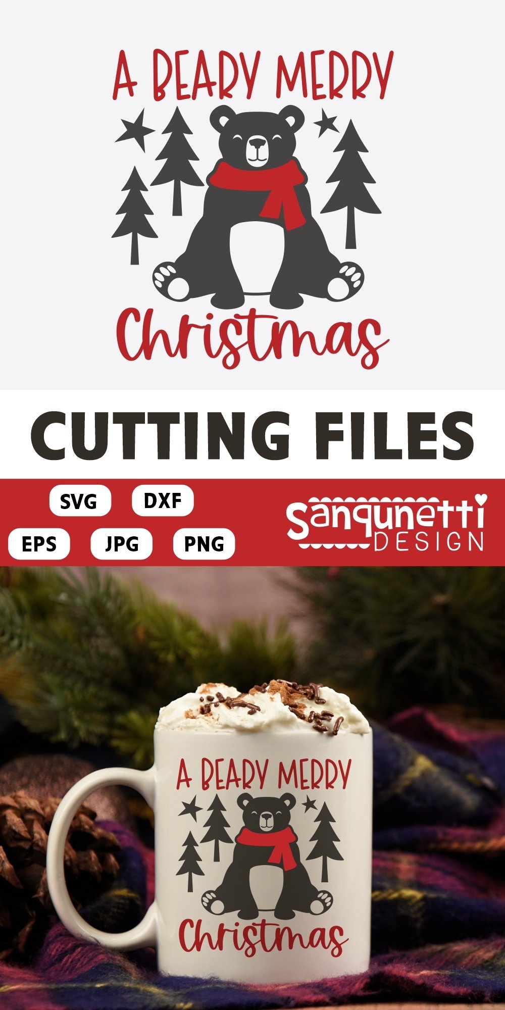 A Beary Merry Christmas | Rustic Christmas SVG