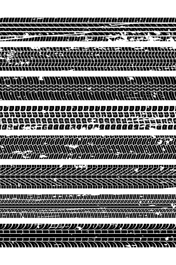 Vehicle tire tracks. Tread grunge track wheel trace trail di