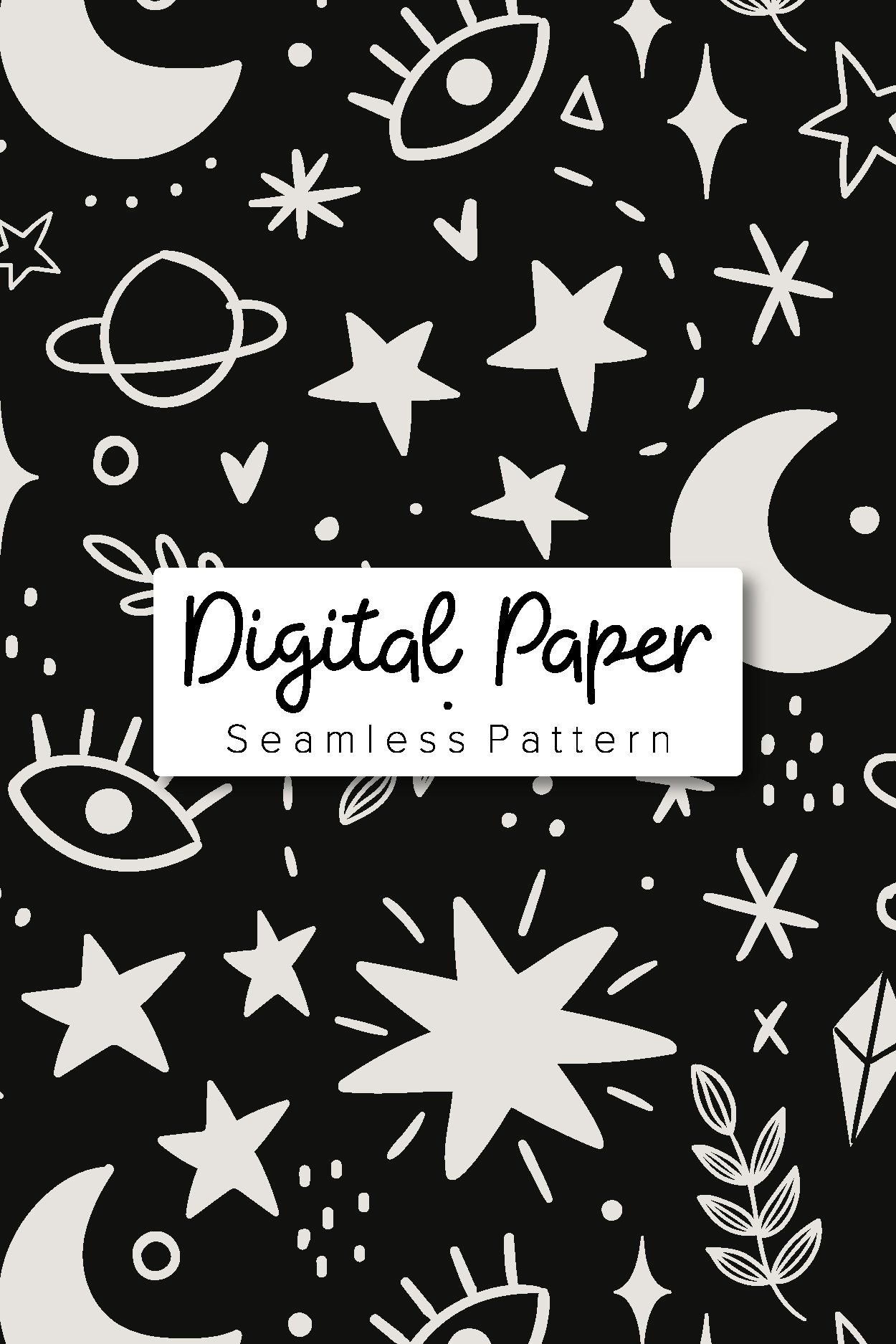 Hand drawn boho pattern in Black and White. Boho background