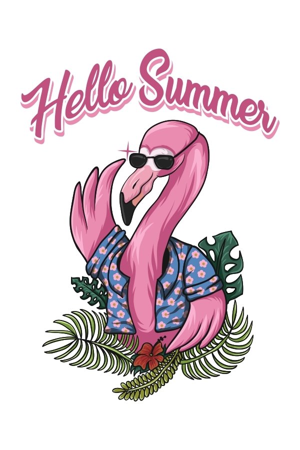 flamingo hello summer vector illustration