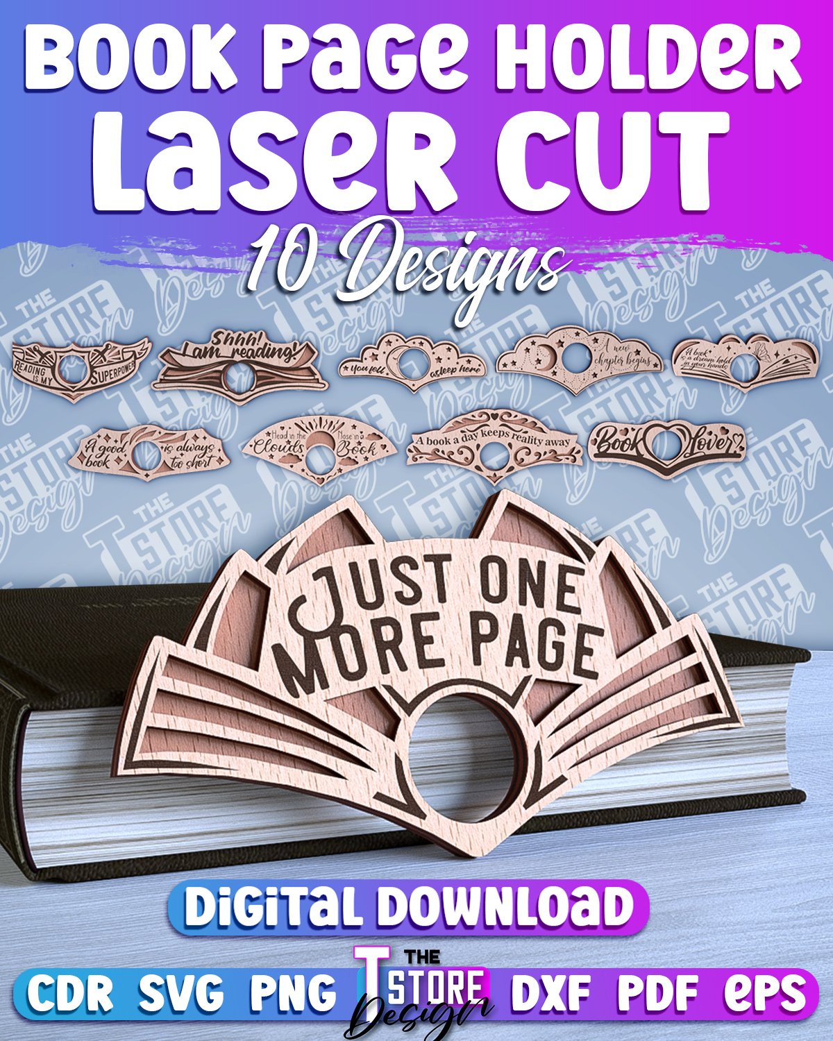 Book Buddy Laser Cut SVG Bundle | Book Page Holder (3475439)