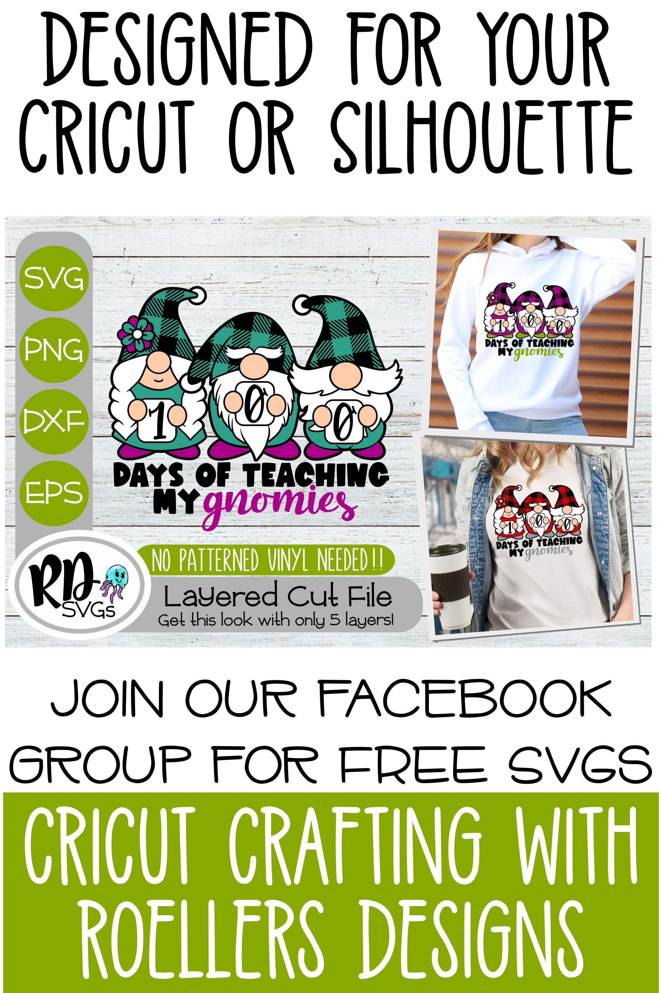 100 Days Of Teaching my Gnomies - A Teacher Cricut SVG