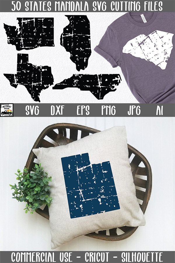 50 States SVG Bundle - Distressed State SVG Cut Files