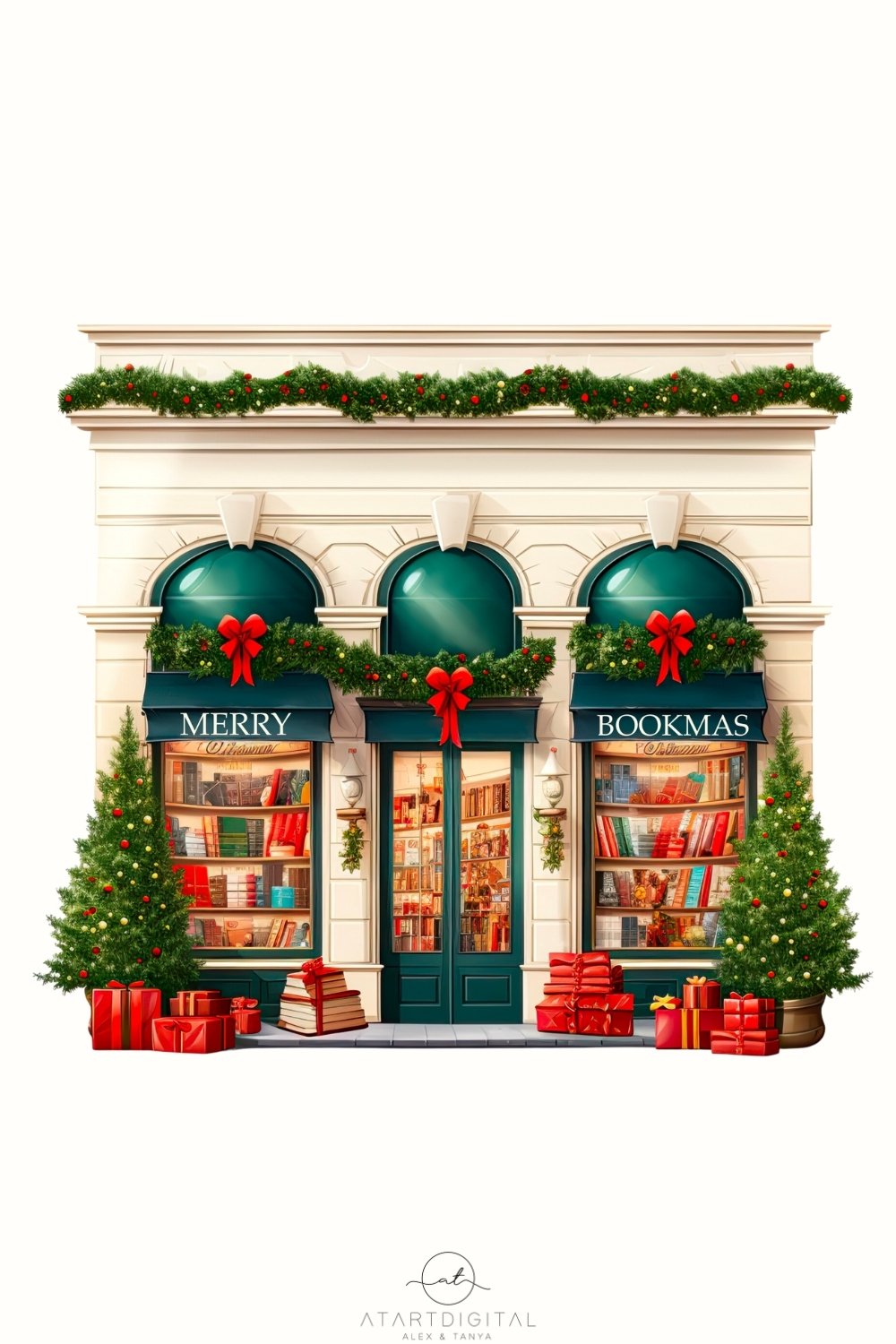 Book Store Christmas Scene PNG, Merry Bookmas Sublimation