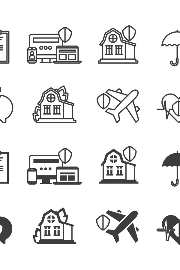 Life, house protection and safety icons set