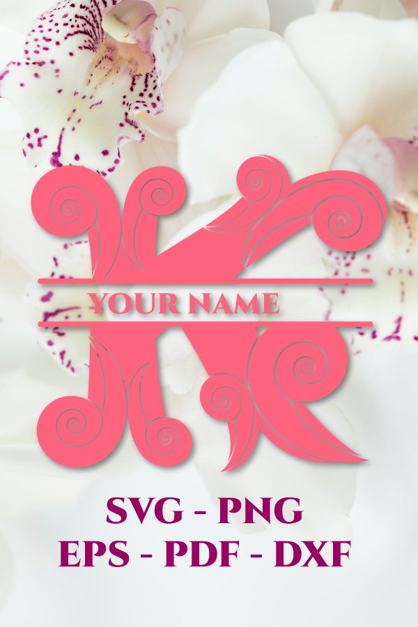 Split monogram K. Letter K. SVG cut file
