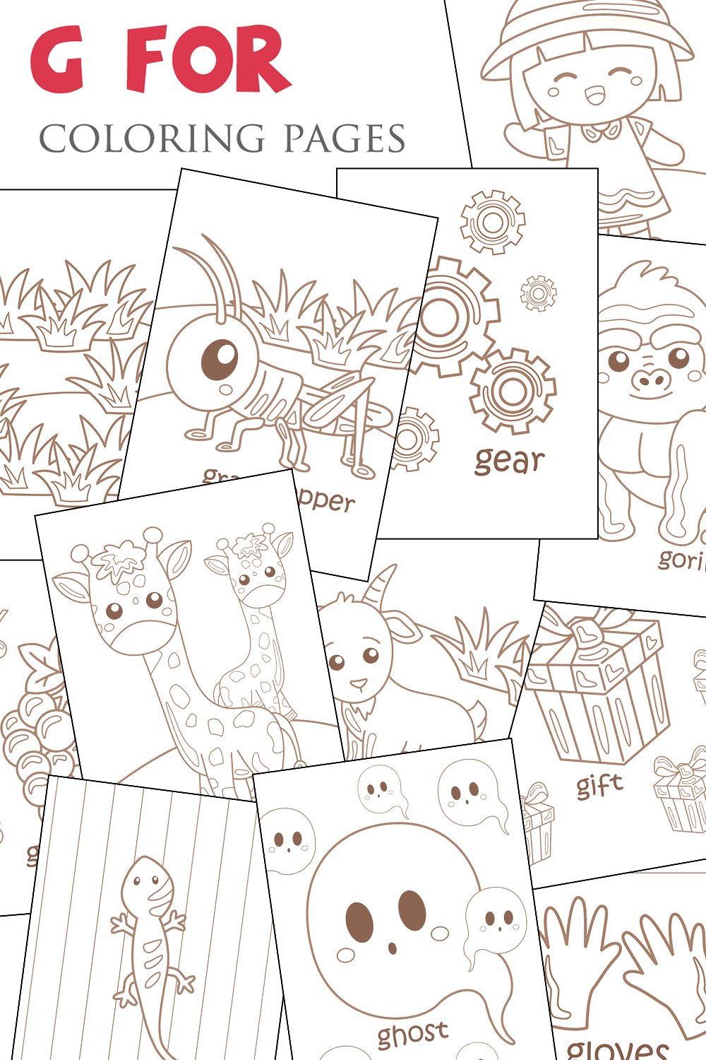 Alphabet G For Vocabulary Kids Coloring Set Activity