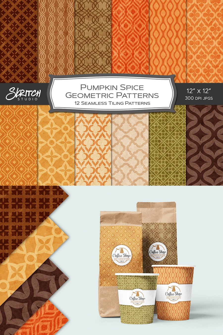 Pumpkin Spice Geometric Patterns - Fall Colors