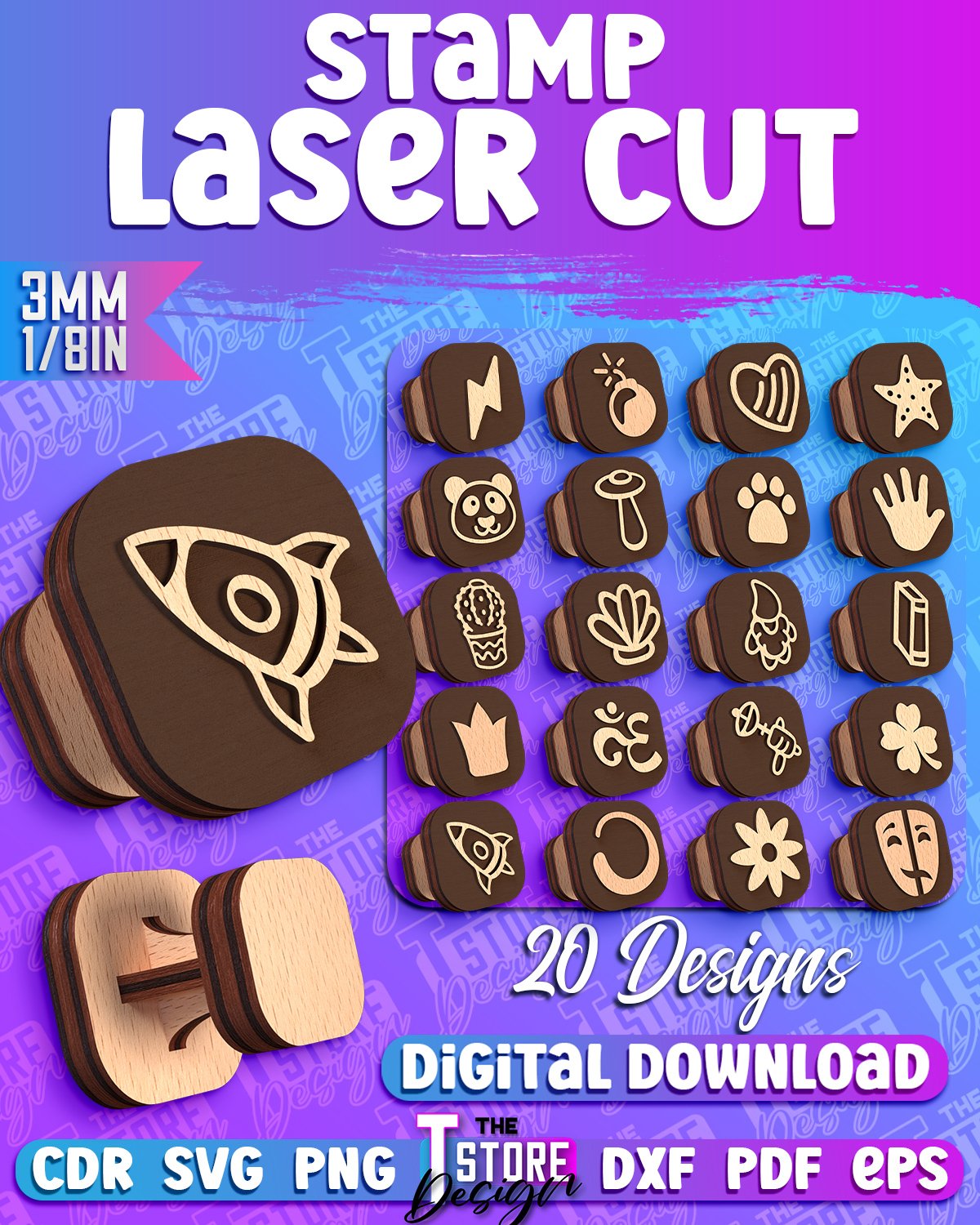 Stamps Laser Cut Bundle| Customizable Funny Stamp Laser